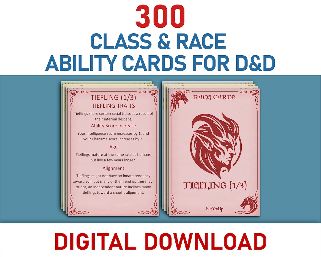 Dnd Class & Race Ability Cards: 300 Card Deck (digital Download) - Etsy
