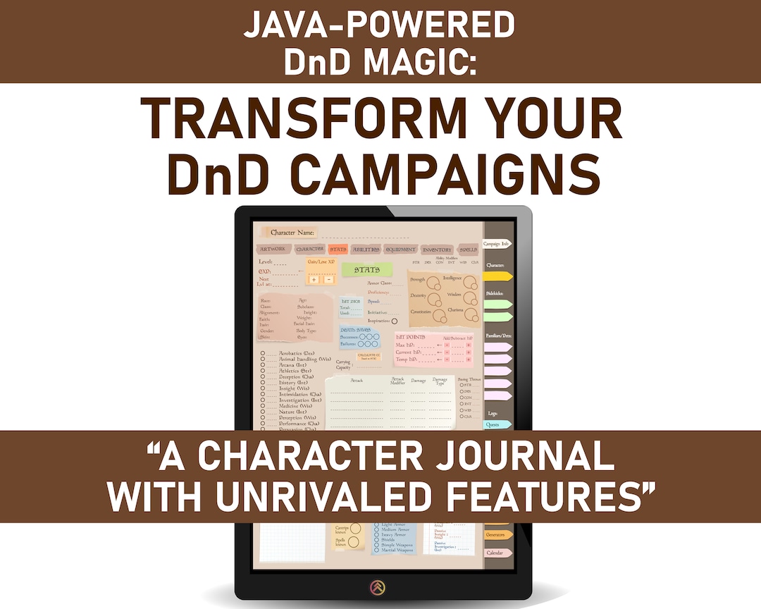 Digital Dnd Character Journal Dungeons and Dragons 5e Digital Journal ...