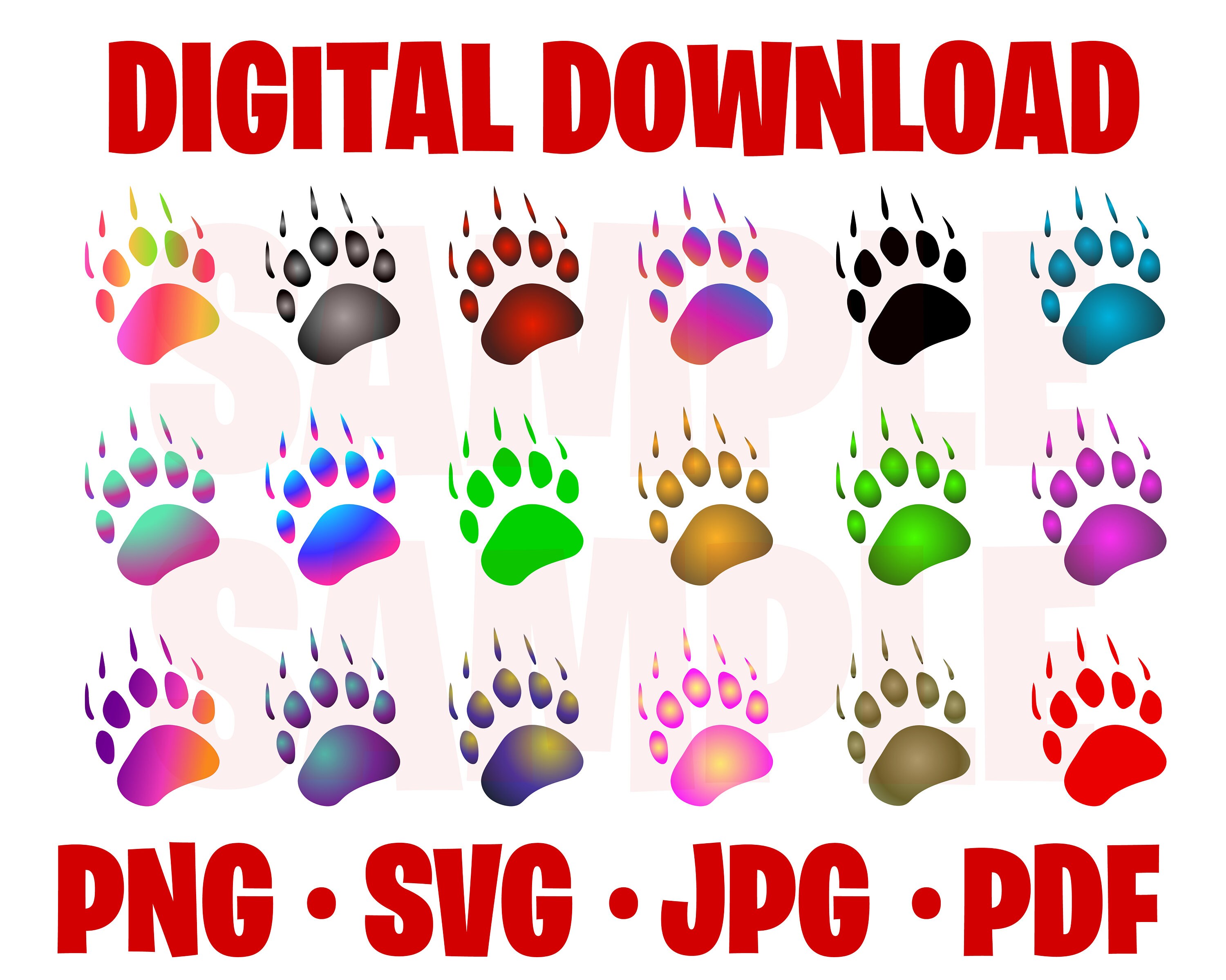 Bear Paw SVG Png Pdf Jpg Bear Paw Print Vector Art Bear Claw - Etsy