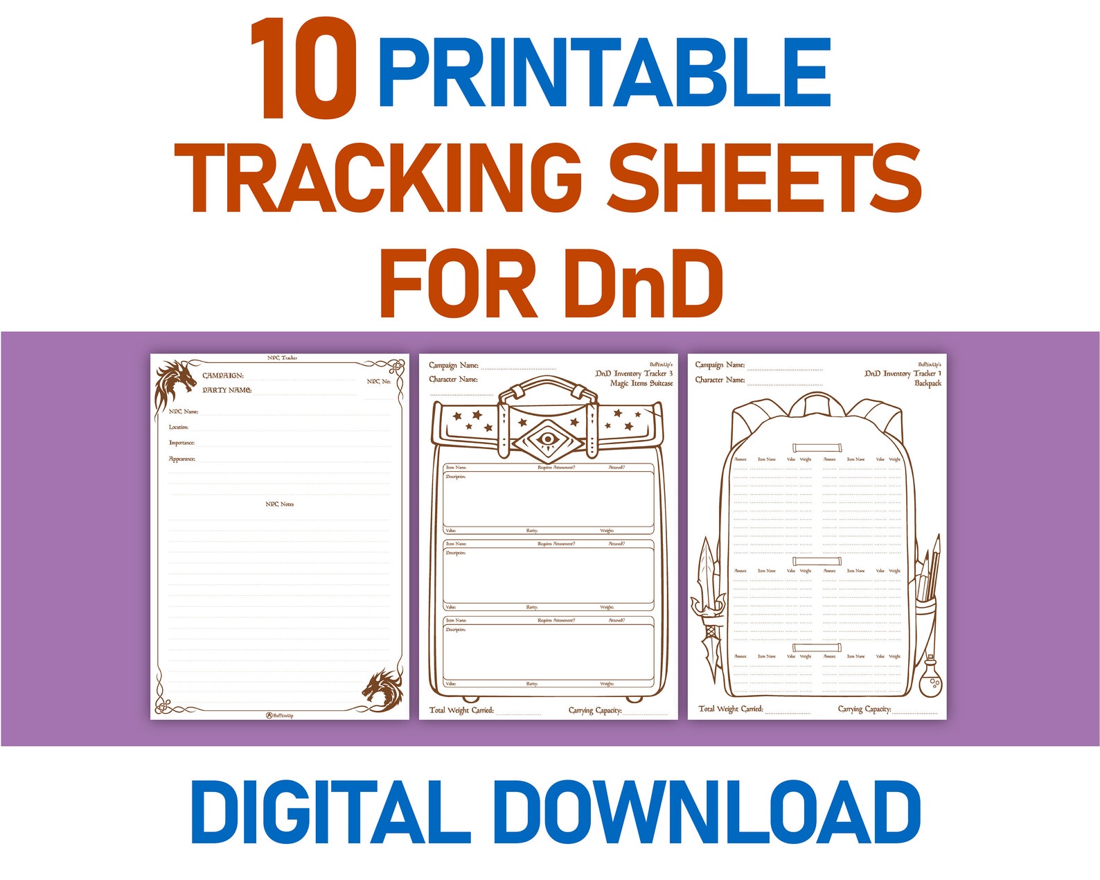 Printable Dnd Tracking Sheets: Campaign & Quest Tracker (digital Pdfs ...