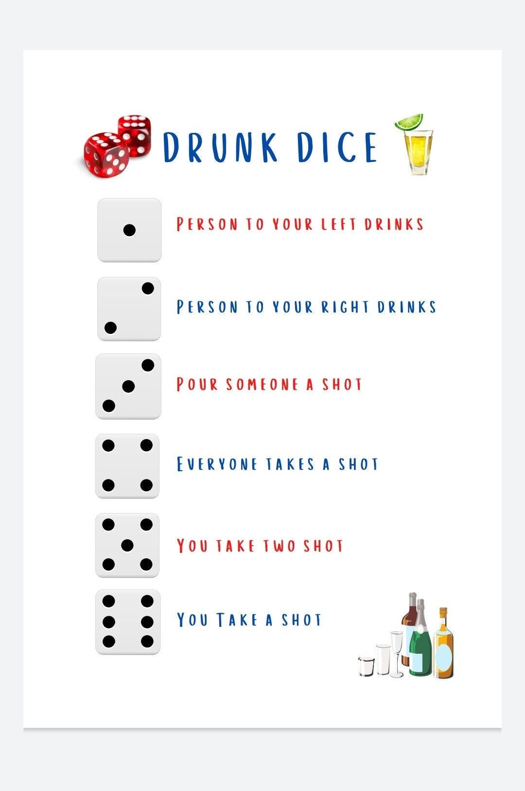 Drunk Dice Drinking Game Etsy