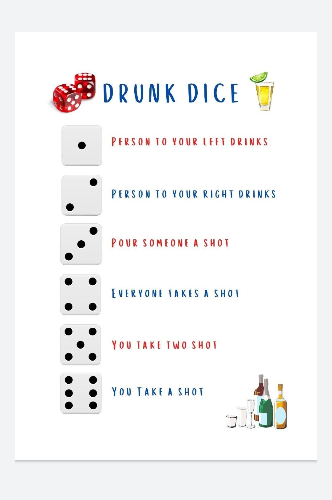 Drunk Dice Drinking Game Instant Download - Etsy