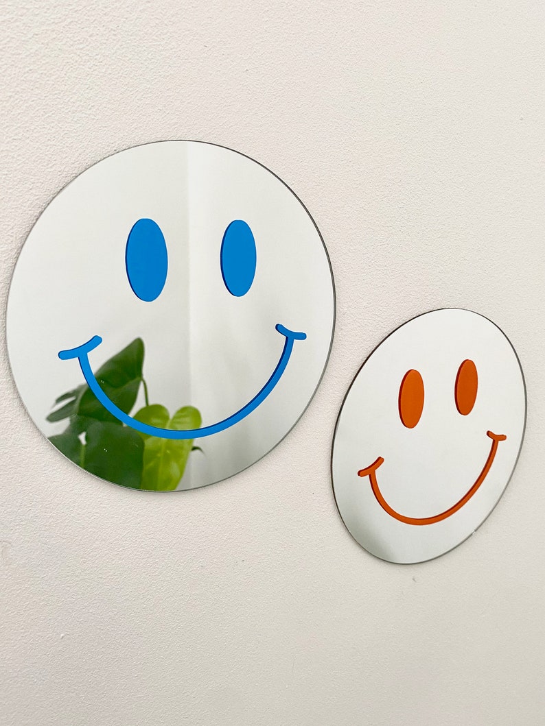 Smiley Face Mirror Retro Home Decor 16 Colours Available - Etsy UK