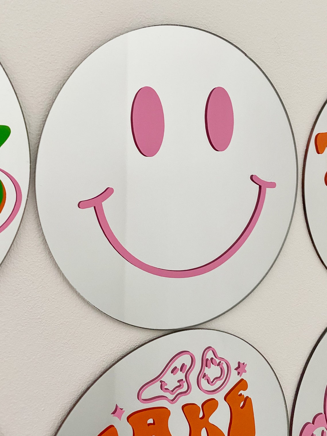 Smiley Face Mirror Retro Home Decor 16 Colours Available - Etsy UK