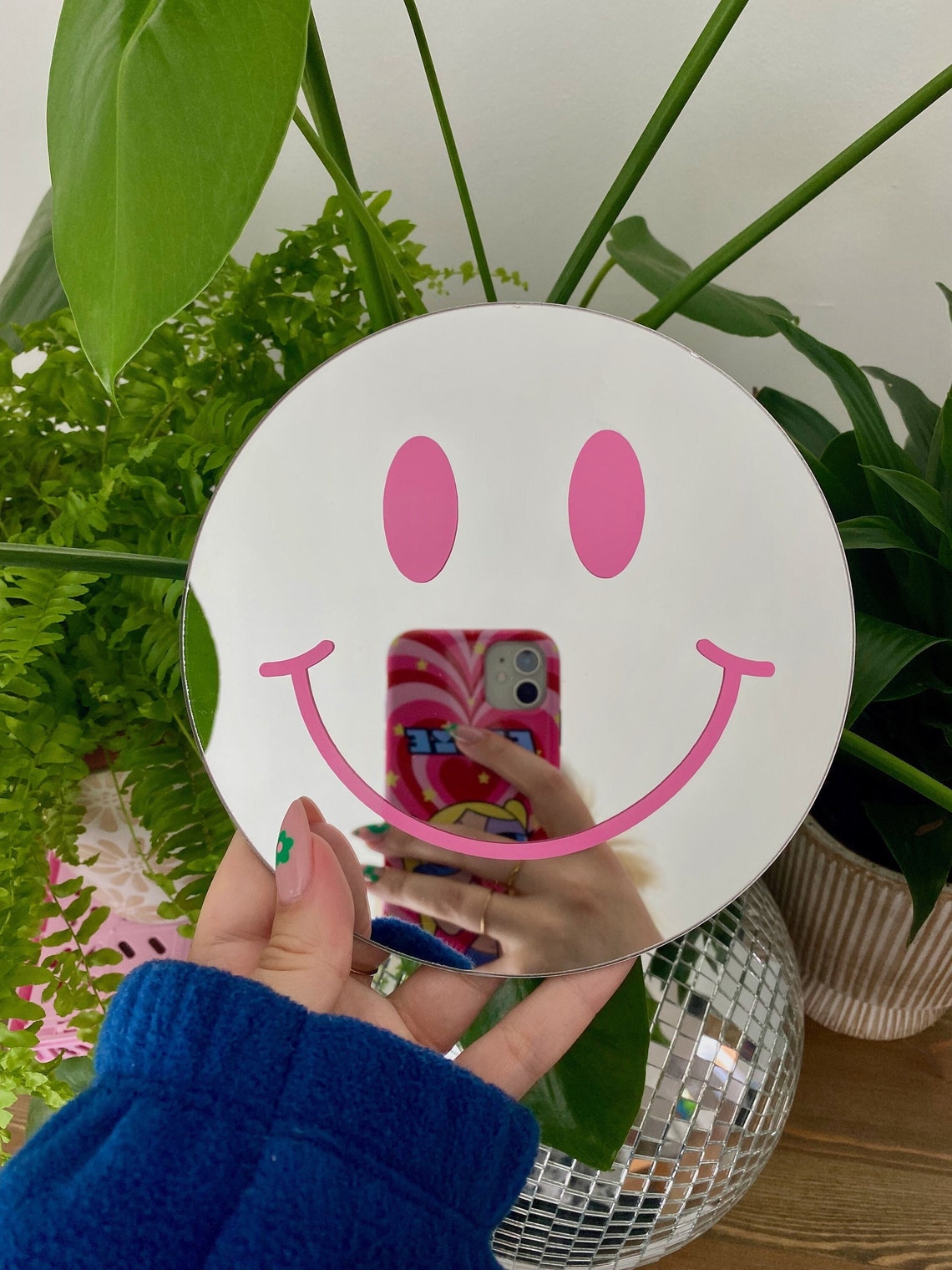 Smiley Face Mirror Retro Home Decor 16 Colours Available - Etsy UK
