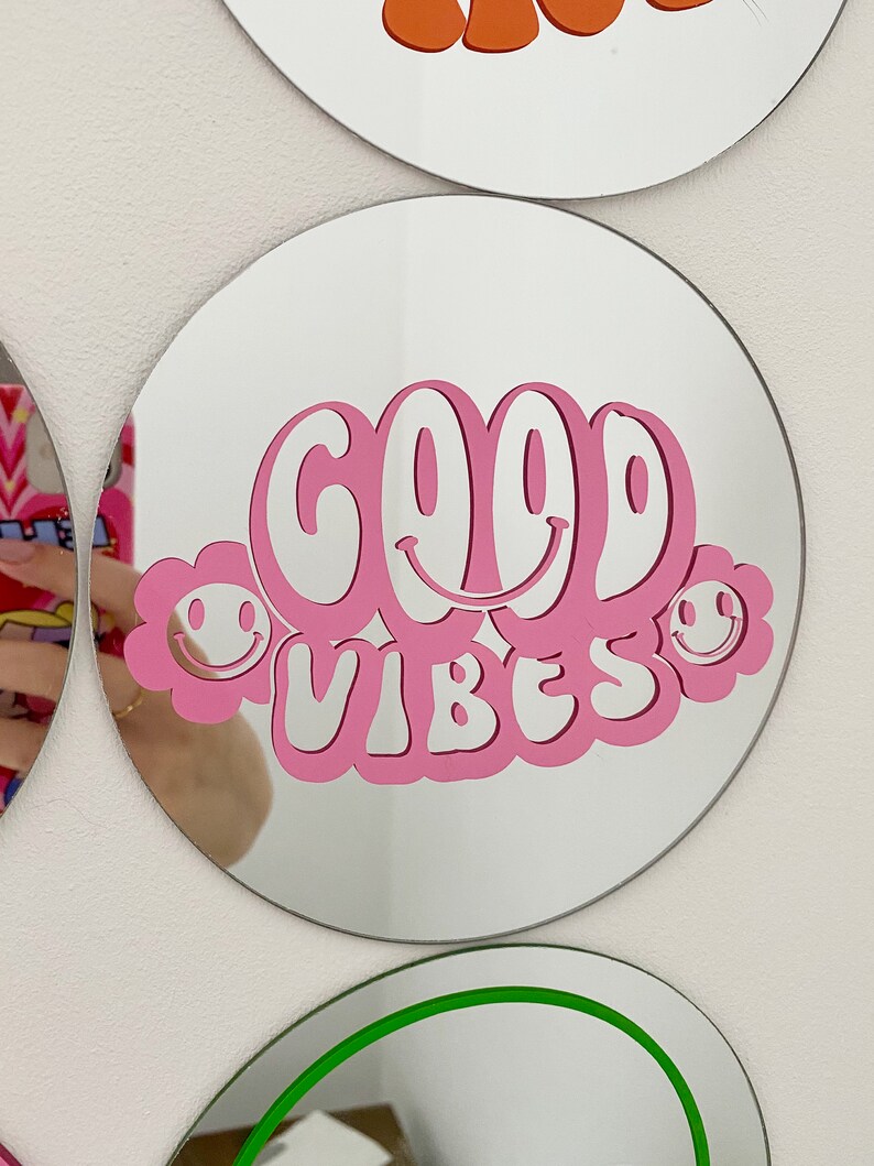Good Vibes Mirror Retro Home Decor 16 Colours Available - Etsy UK