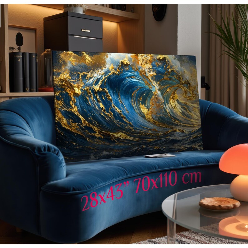 Ocean Gold Wave Tempered Glass Wall Clock, Beach Coastal Art - Etsy