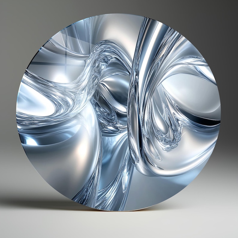Abstract Silver Tempered Glass Wall Art: Modern Metallic Decor (28"x28 ...