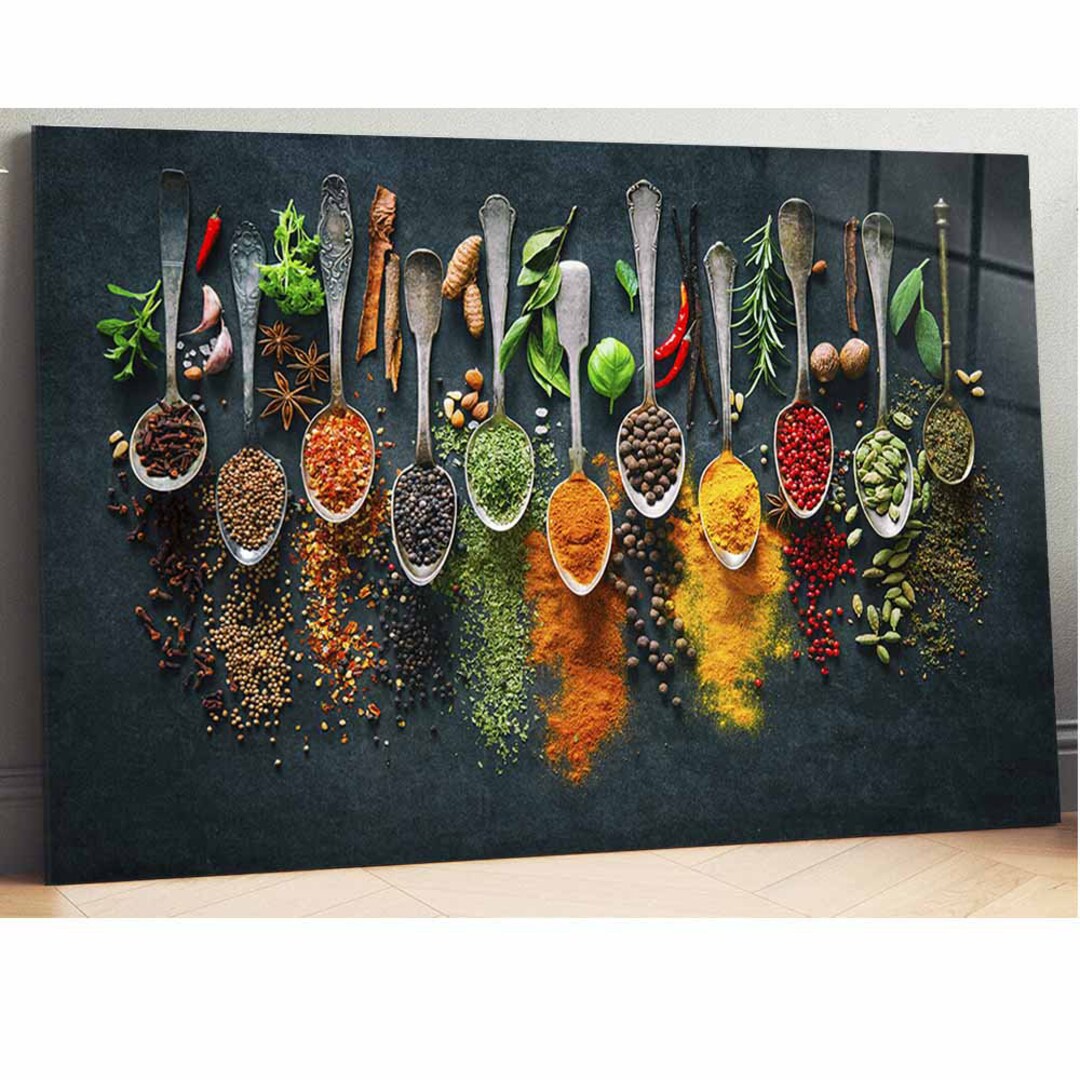 Spice Spoons Tempered Glass Wall Art Abstract ,panoramic Wall Art,extra ...