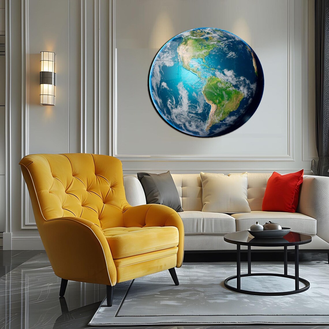 Tempered Glass Earth Wall Art: Modern Planet Globe Decor (28"x28") - Etsy
