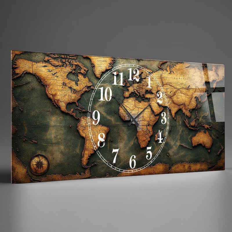 World Map Wall Clock - Etsy