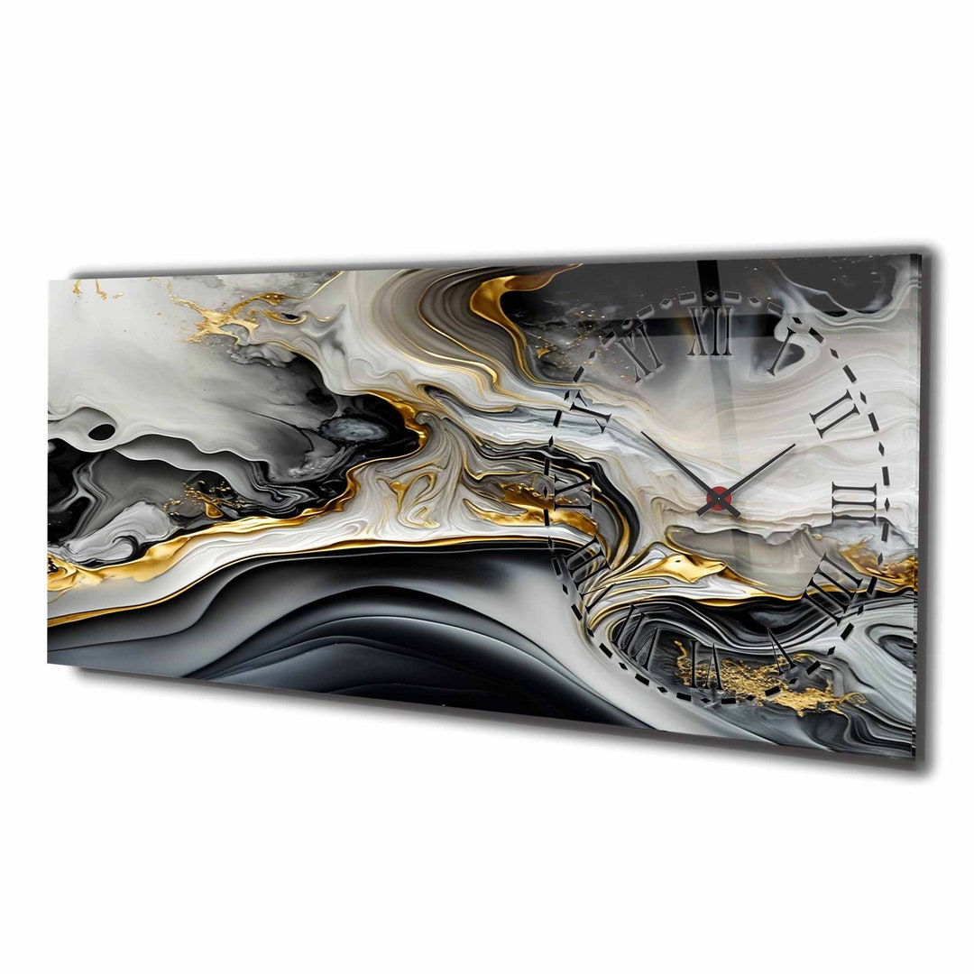 Tempered Glass Abstract Wall Clock Wall Art, Abstract Style Tempered ...