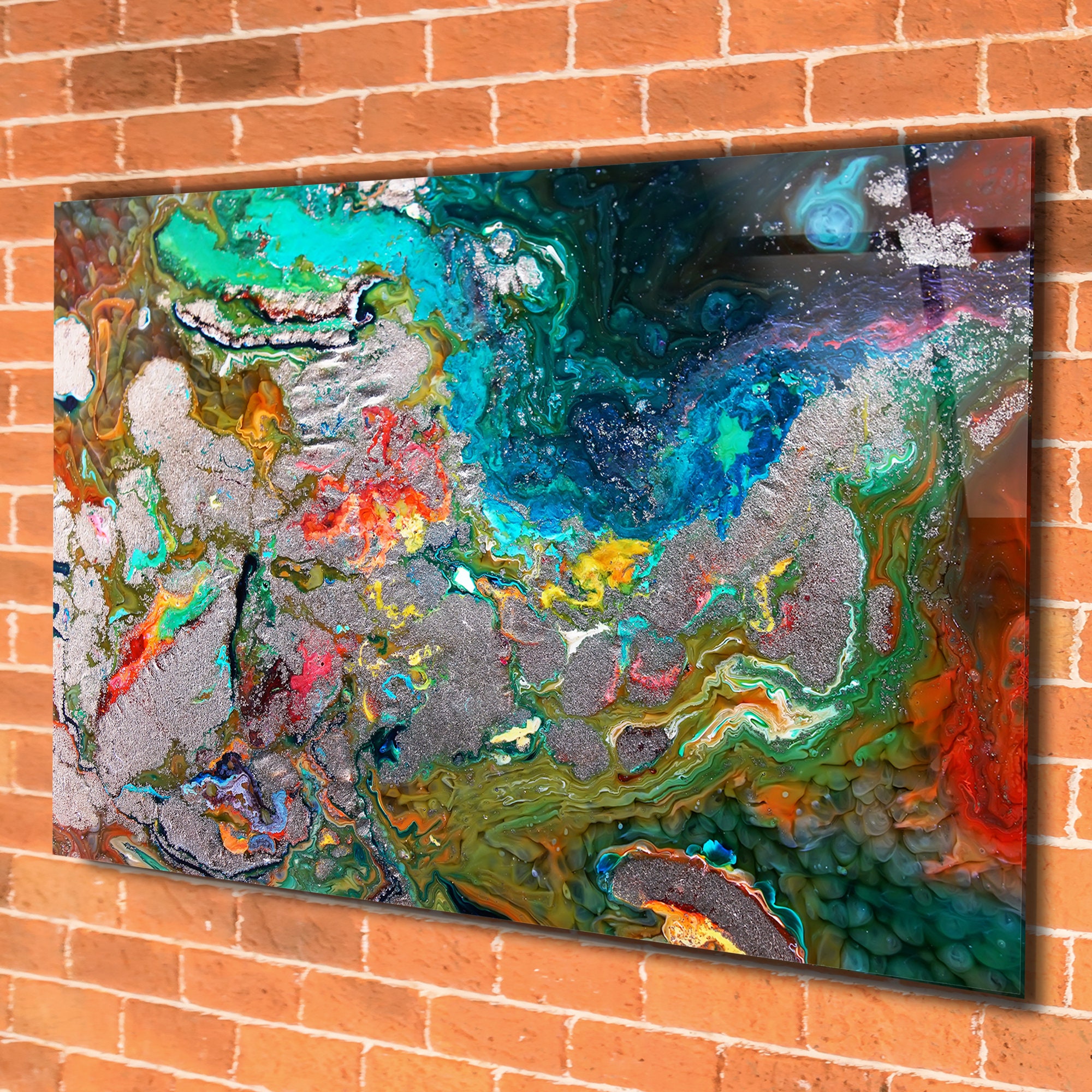 Colourful Tempered Glass Wall Art Abstract, Panoramic Wall Art, Extra ...