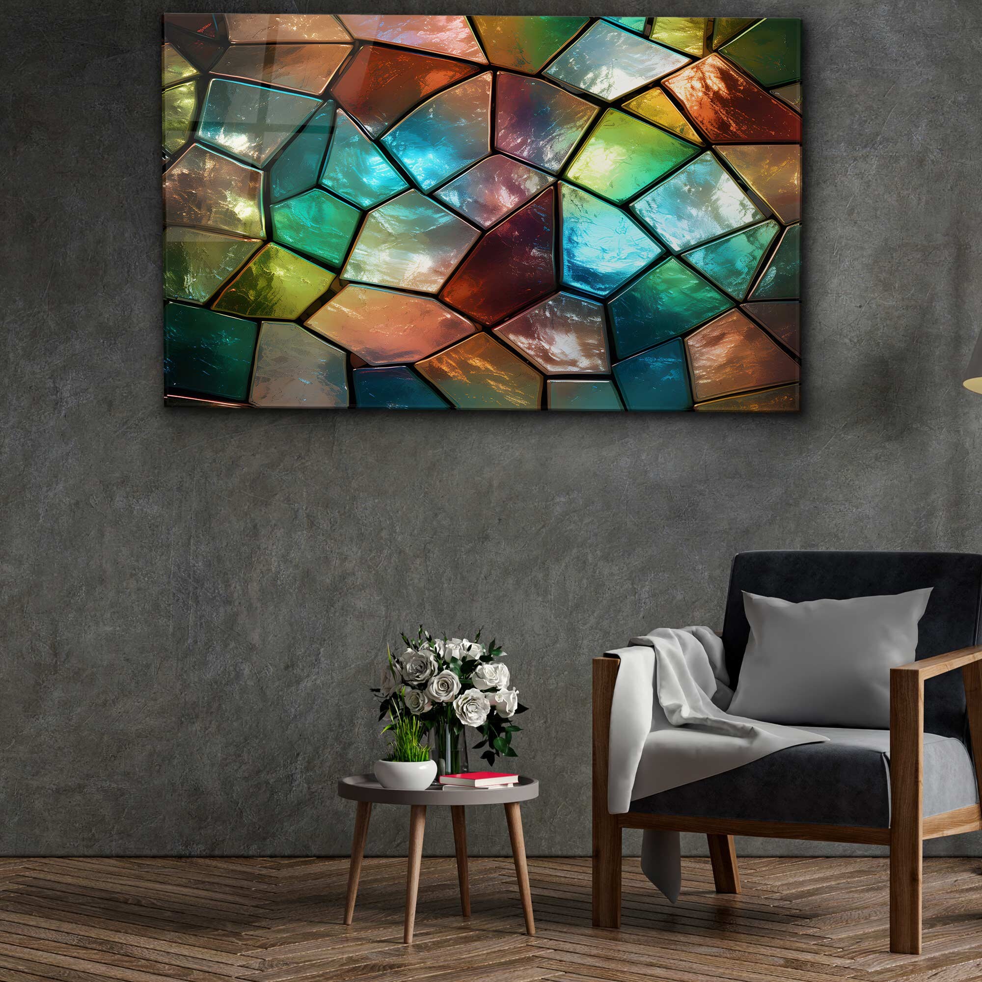 Stained Glass Painting Tempered Glass Wall Art, Stained Glass Window ...