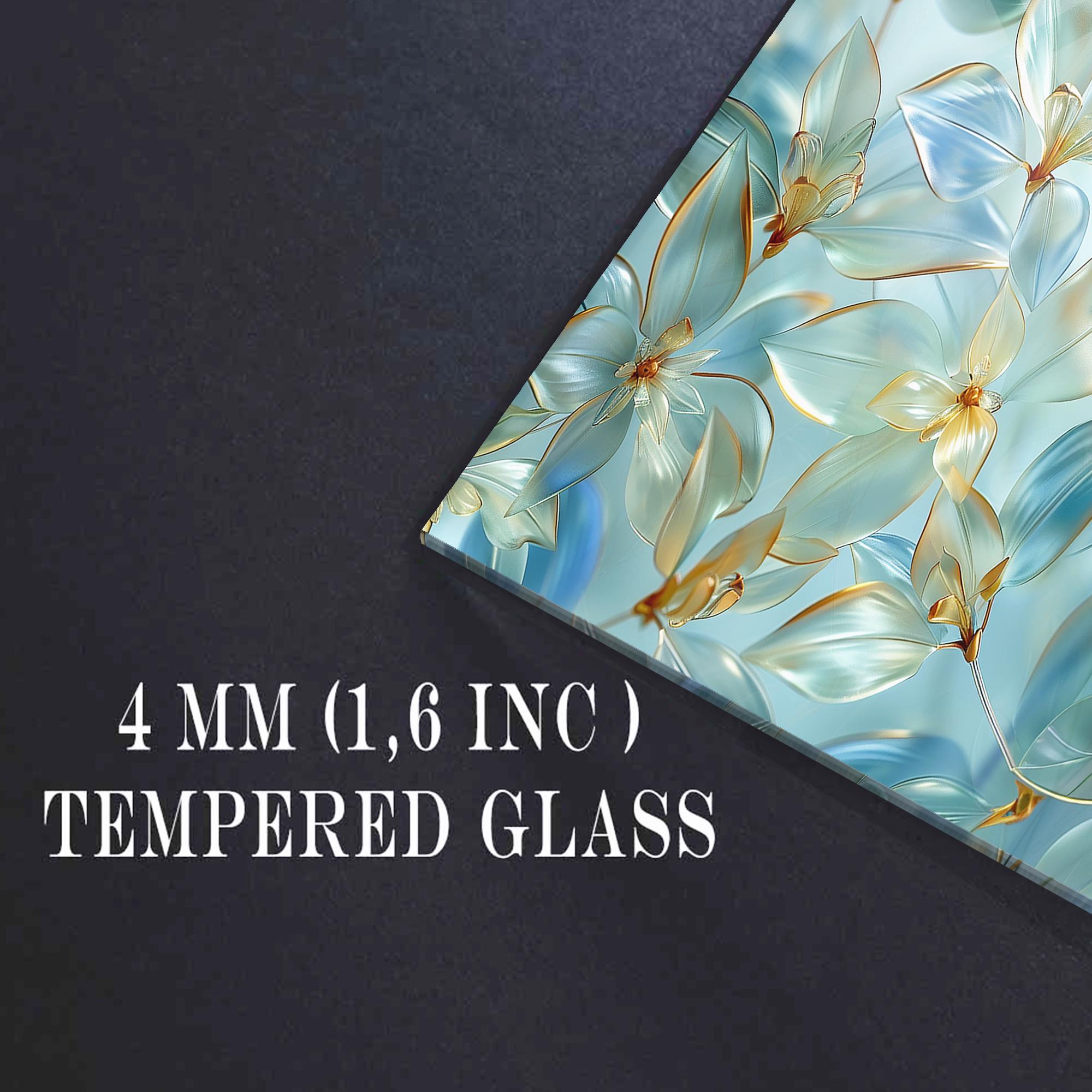 Blue Floral Vines Tempered Glass Wall Art, Panoramic Decor - Etsy