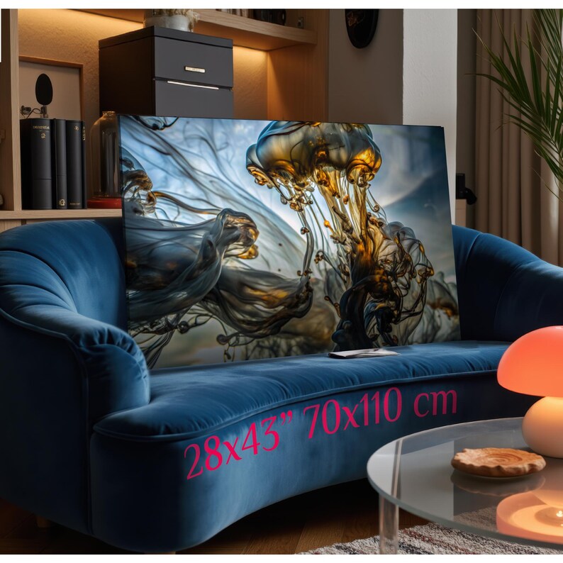Tempered Glass Wall Art Extra Large Alcohol Ink Wall Art Luxury Black ...