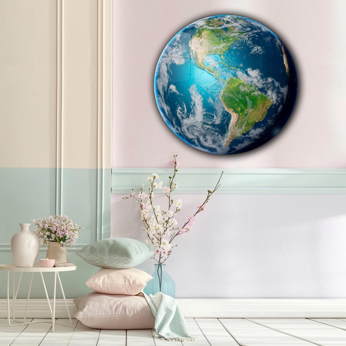 Tempered Glass Earth Wall Art: Modern Planet Globe Decor (28"x28") - Etsy