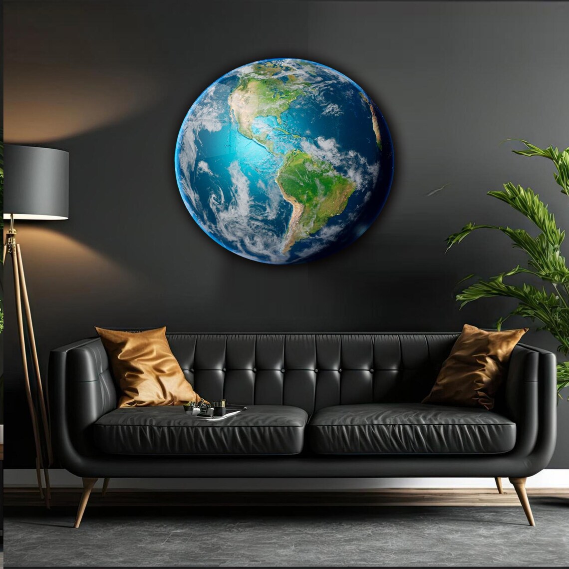 Tempered Glass Earth Wall Art: Modern Planet Globe Decor (28"x28") - Etsy