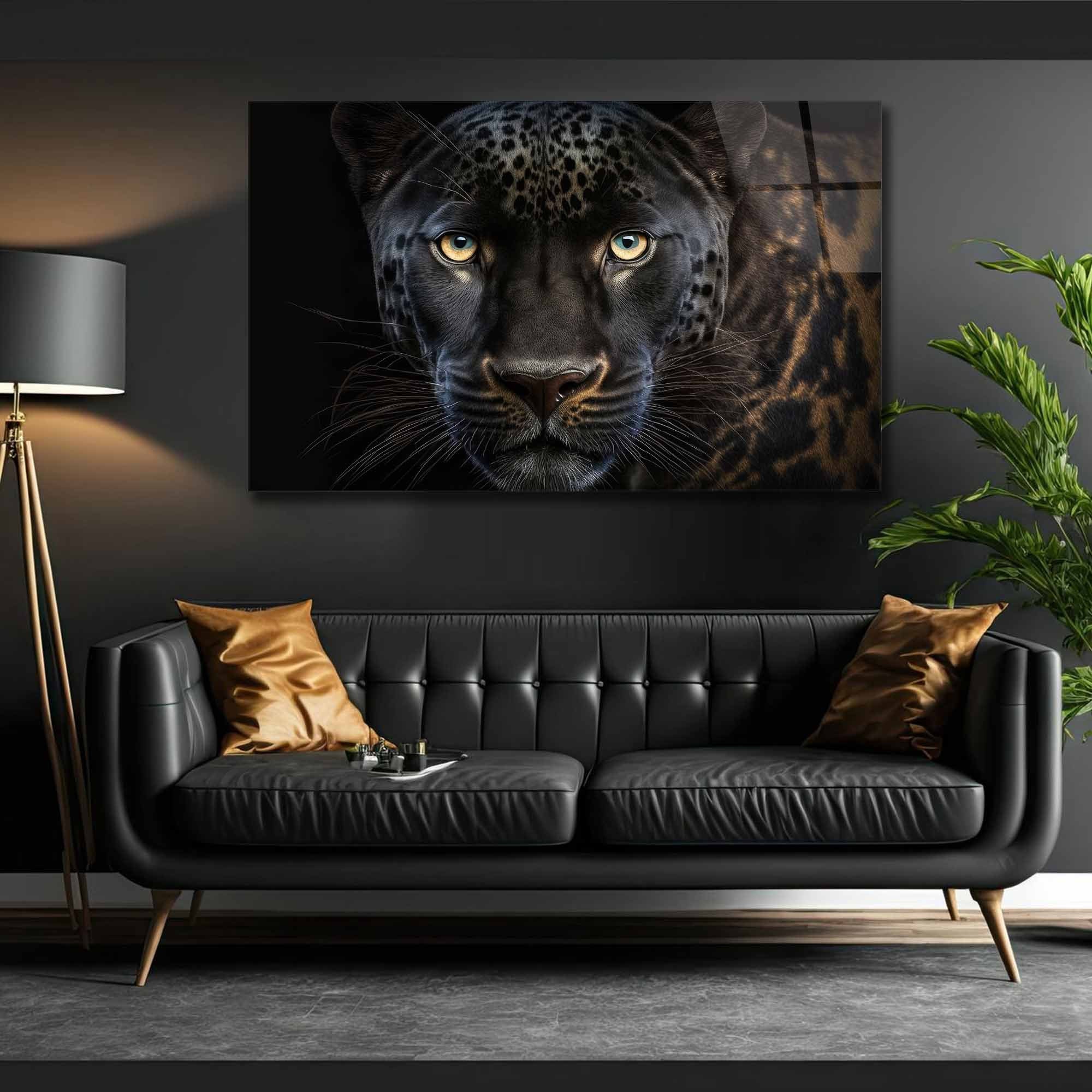 Leopard Tempered Glass Wall Art Animals,panoramic Wall Art,extra Large ...