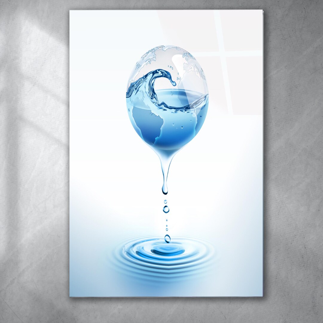 Earth Water Drop Tempered Glass Wall Art Abstract,panoramic Wall Art ...