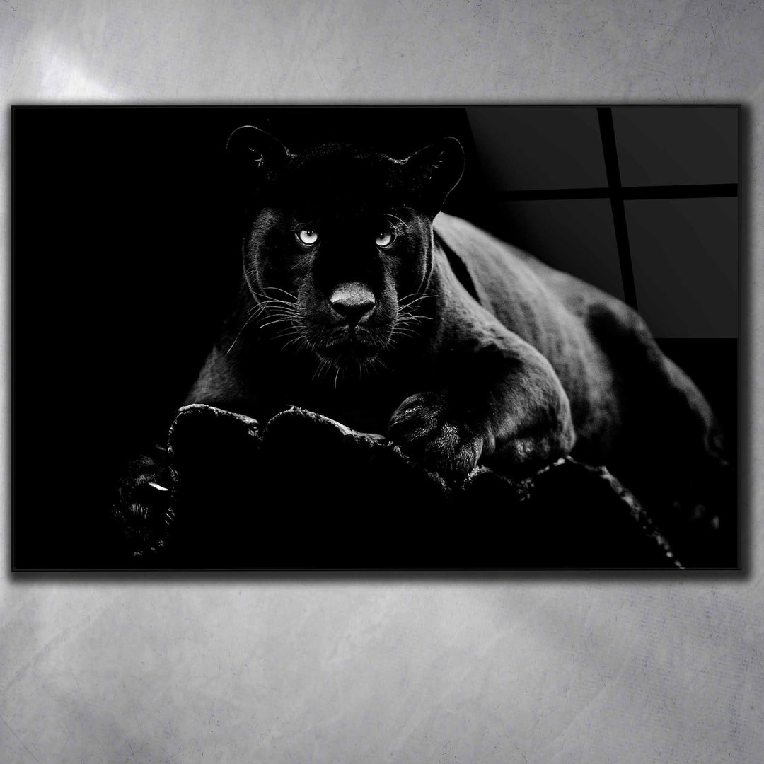 Leopard Tempered Glass Wall Art Animals,panoramic Wall Art,extra Large ...