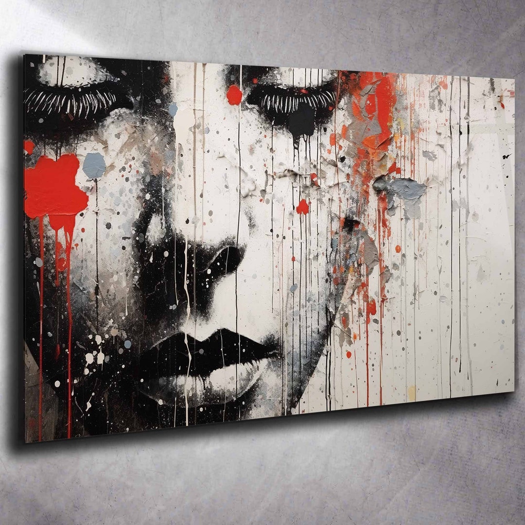 Banksy Tempered Glass Wall Art Sad Girl , Street Graffiti Panoramic ...