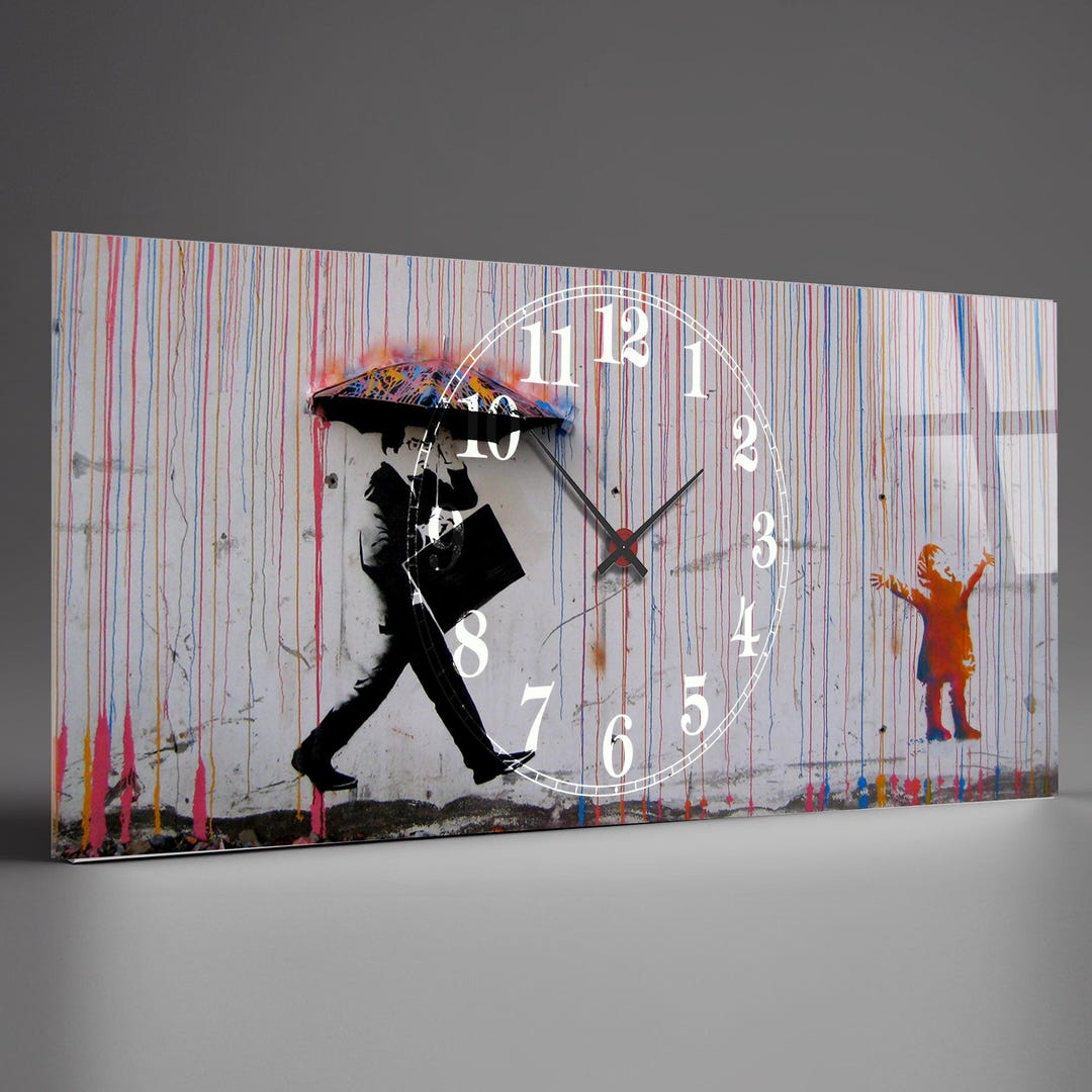 Graffiti Large Wall Clock Banksy, Modern Wall Clock, Unique Wall Clock ...