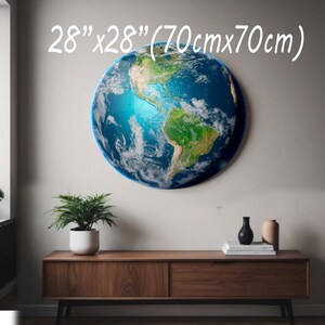 Tempered Glass Earth Wall Art: Modern Planet Globe Decor (28"x28") - Etsy