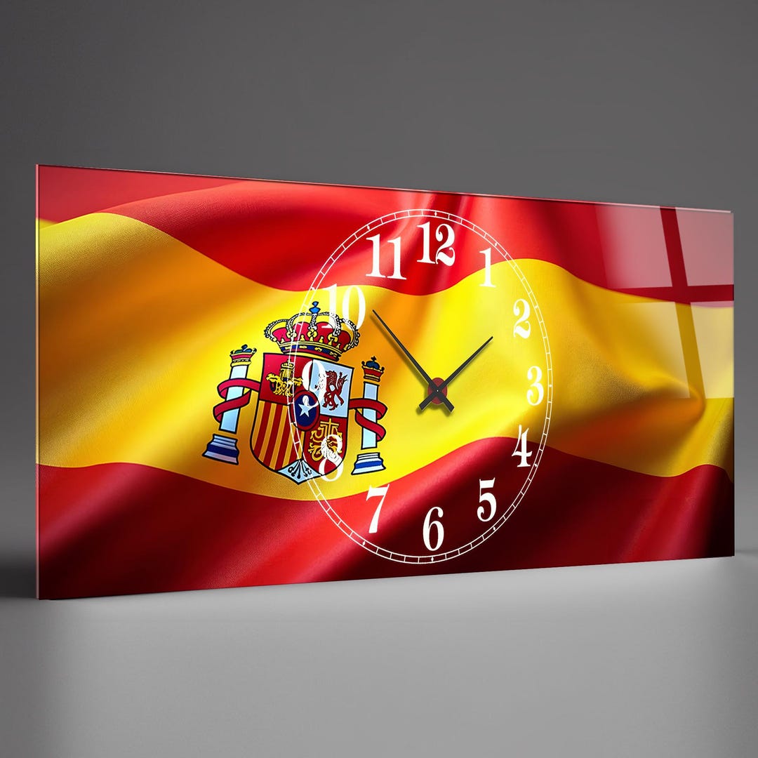 Spanish Flag Large Wall Clock, Modern Wall Clock, Unique Wall Clock ...