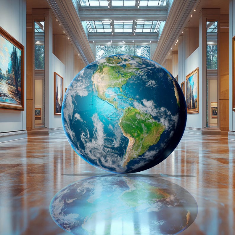 Tempered Glass Earth Wall Art: Modern Planet Globe Decor (28"x28") - Etsy