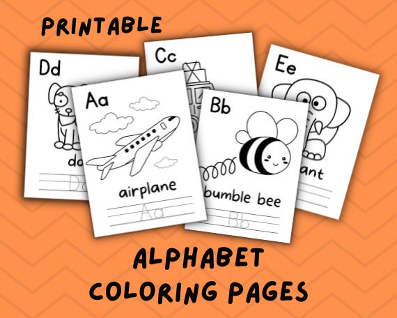 Printable Kids Alphabet Coloring Pages for Fun and Education - Etsy