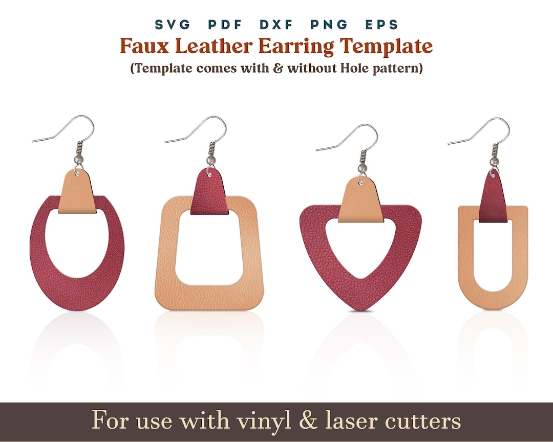 Leather Earrings Template Svg, Faux Leather Earring Svg, Geometrical ...