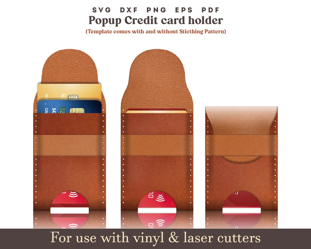 Leather Popup Card Holder Wallet Cut File Svg, Pocket Leather Credit ...