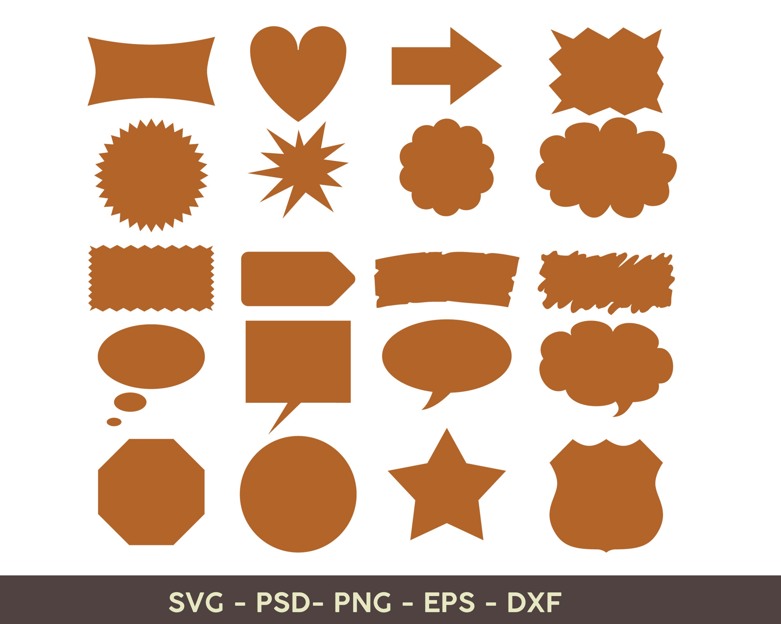 Basic Shapes SVG Bundle PNG Thought Bubble Basic Shape Label - Etsy UK