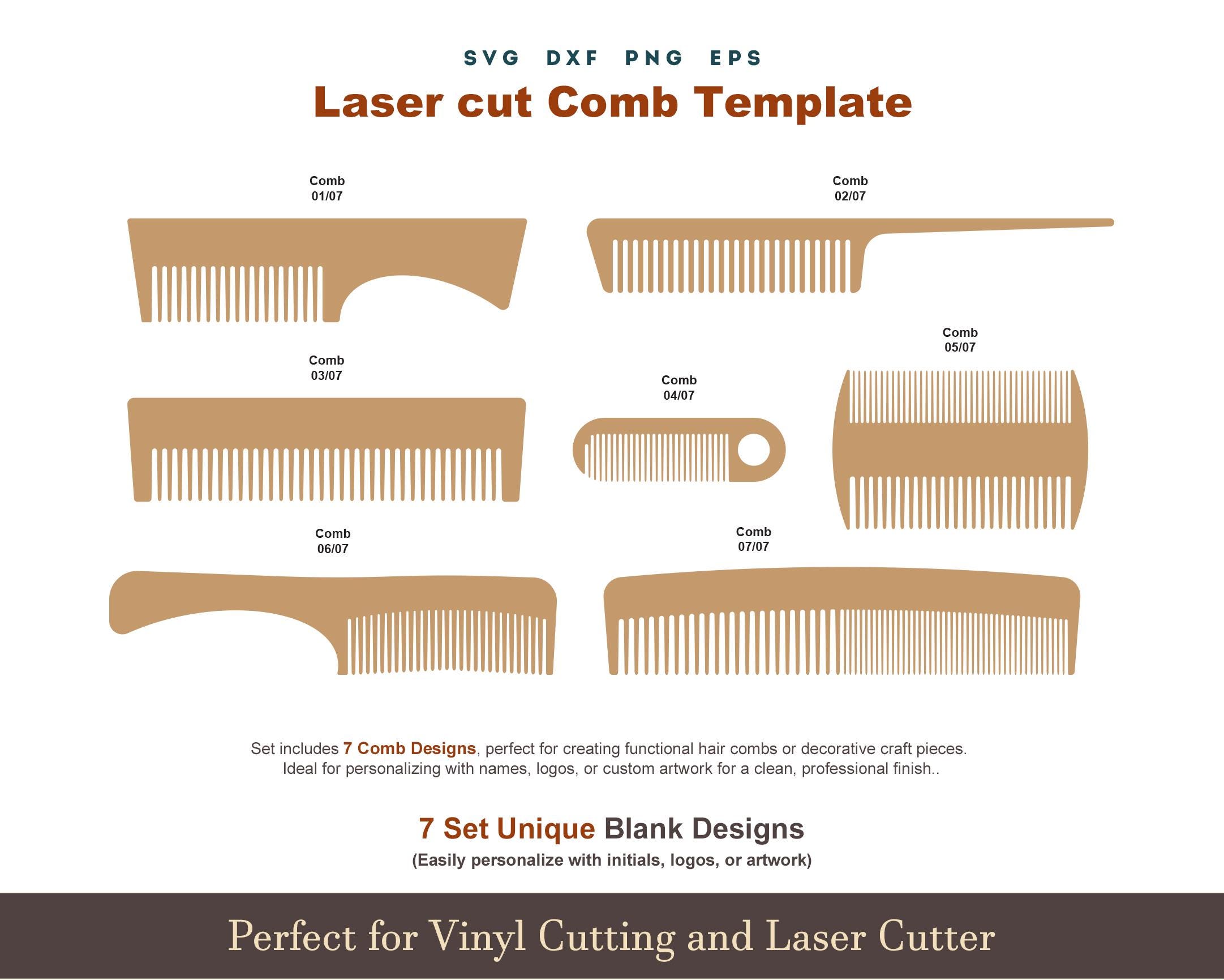 Comb Template SVG Template, Wooden Beard Comb SVG Bundle, Laser Cut ...