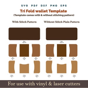 Leather Wallet SVG Template, Tri Fold Wallet Svg Pdf Pattern With ...