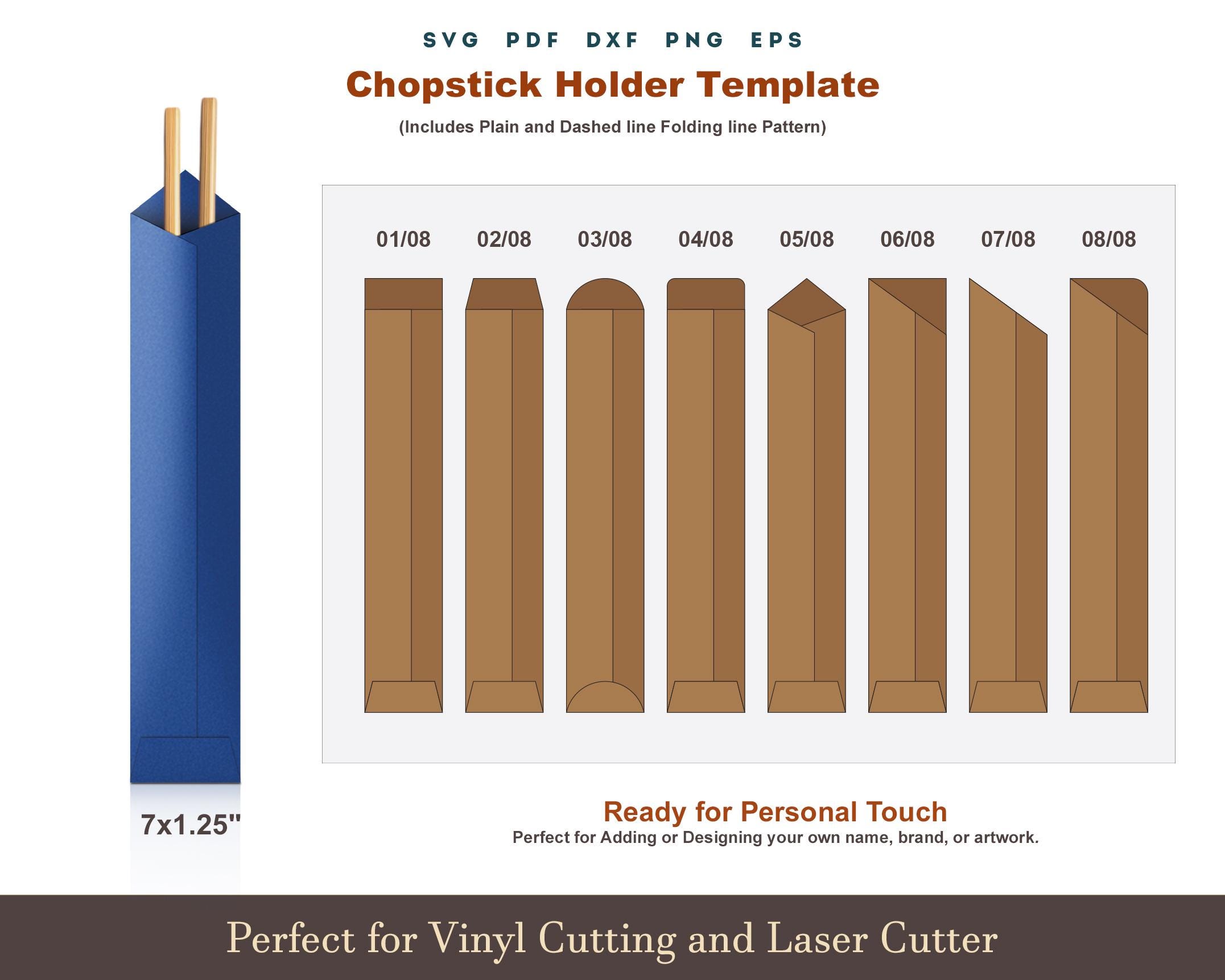 Chopsticks Sleeve Template Svg, Chopstick Holder SVG PDF Pattern ...