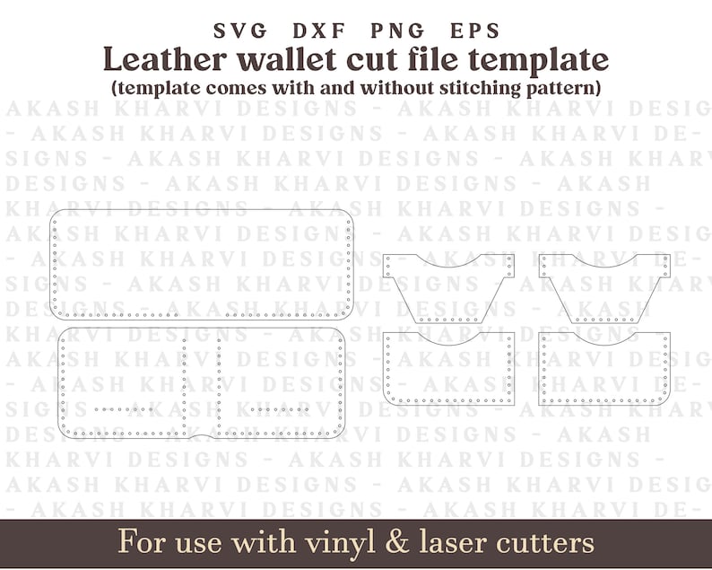 Leather Wallet Cutting Template SVG 5 Pocket Bifold Wallet - Etsy