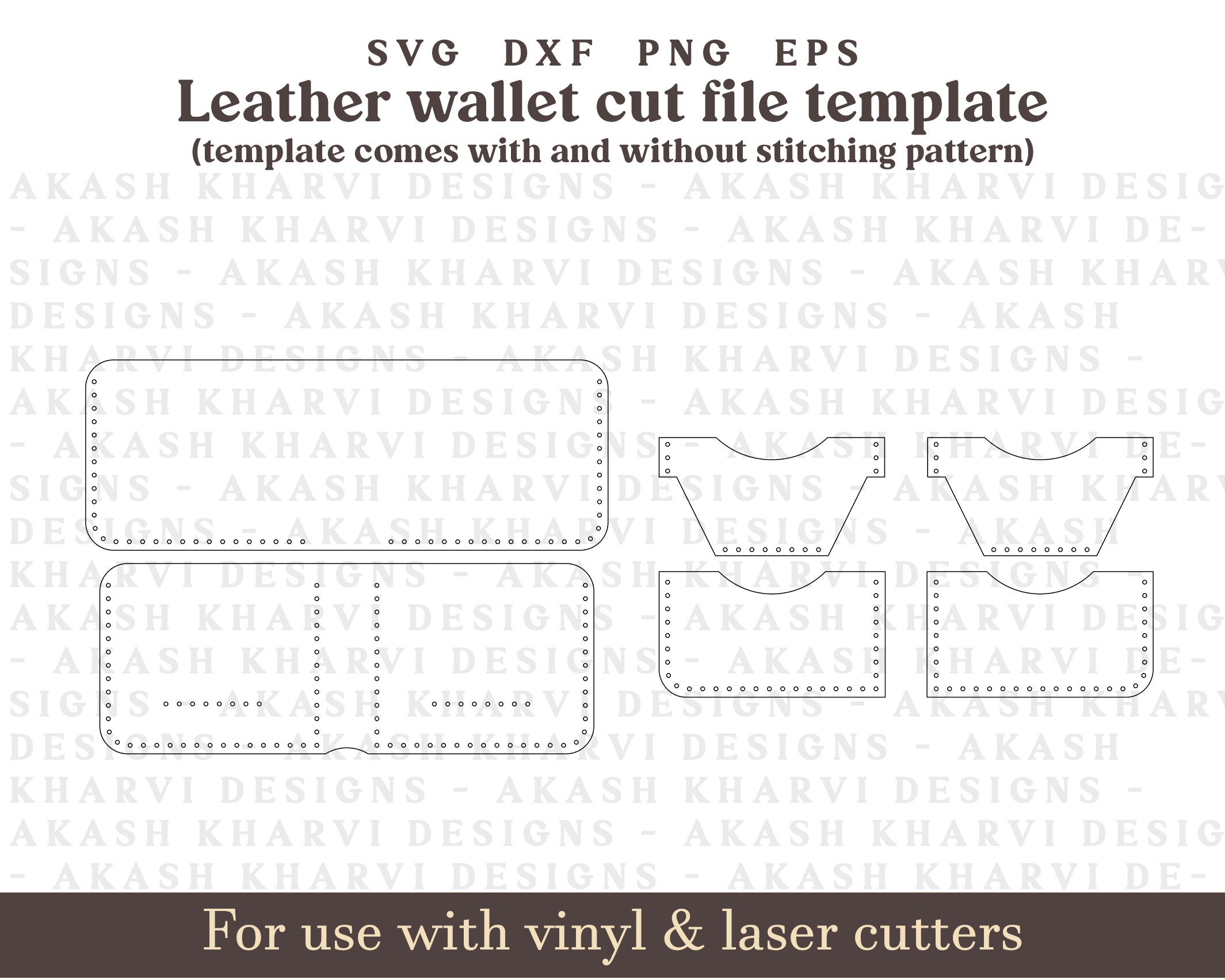 Leather Wallet Cutting Template SVG 5 Pocket Bifold Wallet - Etsy