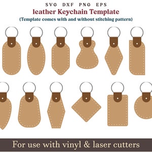 Leather Keychain Template SVG, 12 Set Leather Keychain Key Fob Cut ...