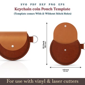 Keychain Coin Pouch Svg Template, 3 Set Mini Compact Pouch Leather ...