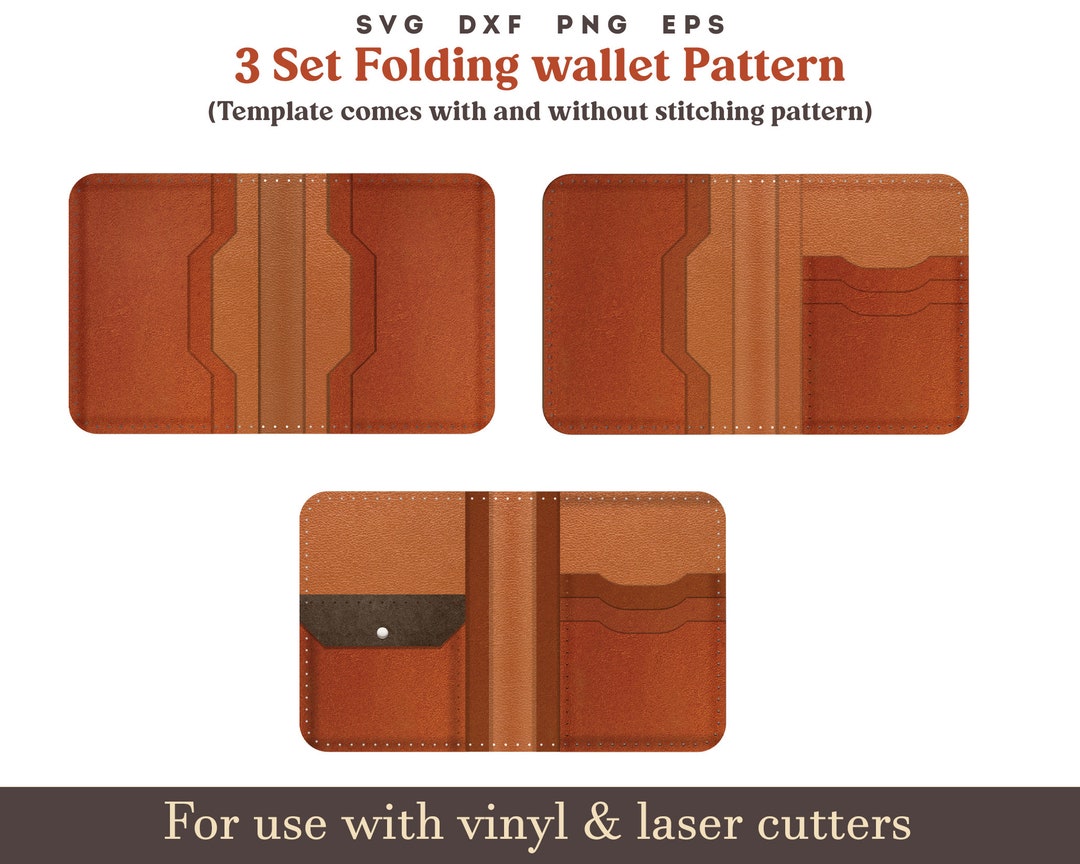 Leather Folding Card Holder Wallet Svg , 3 Set PDF SVG Leather Card ...