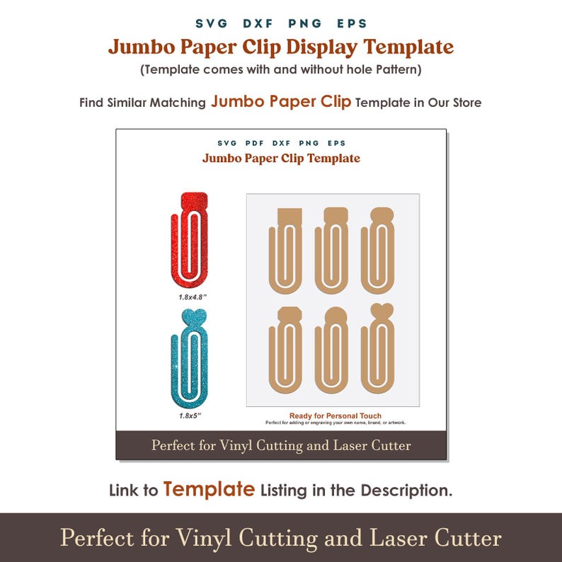 Jumbo Paper Clip Display Svg Template, Paper Clip Display Card Svg ...