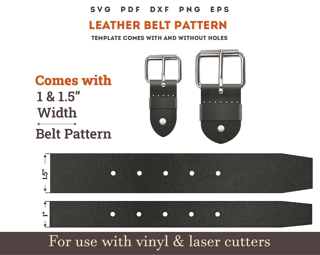 Leather Belt Svg PDF Pattern, 1" & 1.5" Belt End Template SVG Pattern ...