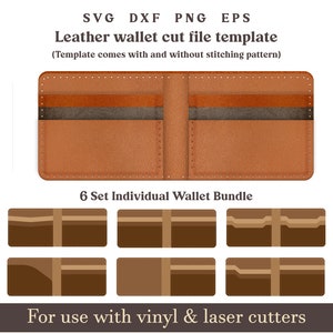 Leather Laser Cut Wallets Svg, 9 Pocket Bifold 6 Set Wallet Svg Pattern ...