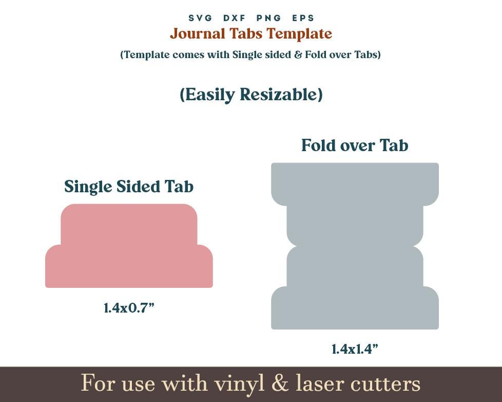Journal Tabs Svg Template, Double Folder Tabs, Index Tabs, Page Tab ...