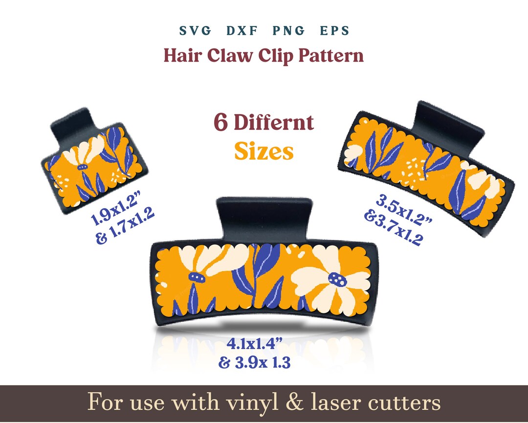 Hair Claw Clip SVG, Hair Claw Cover Template, Custom Faux Leather Claw ...