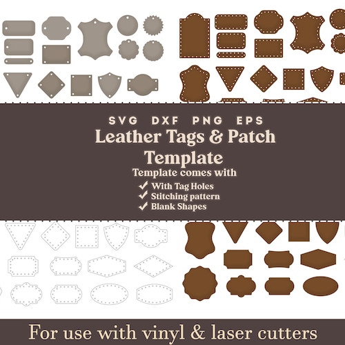 Leather Tags Cutting Template SVG Faux Leather Labels - Etsy