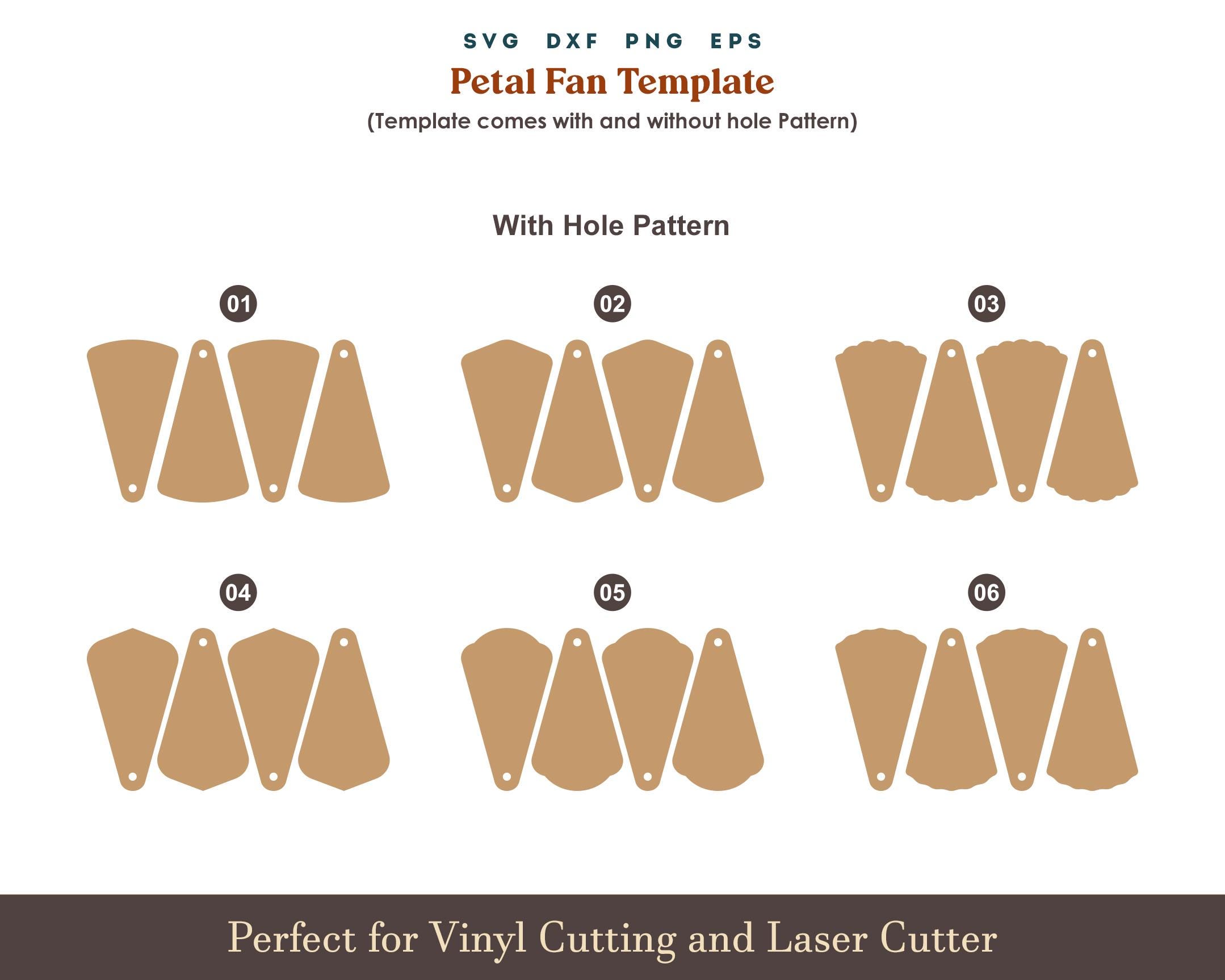 Petal Fan Svg Template, Wedding Fan 6 Set Cut File Bundle, Wedding ...