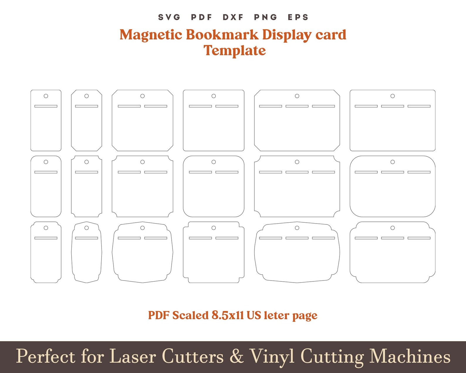 Magnetic Bookmark Display SVG, Bookmark Holder Template PDF, Book Lover ...